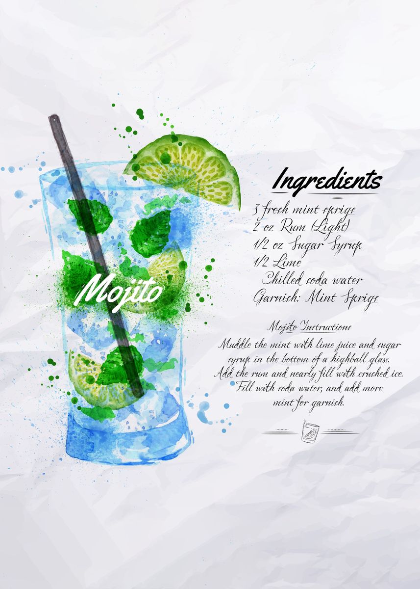 'mojito cocktails' Poster by Katty | Displate