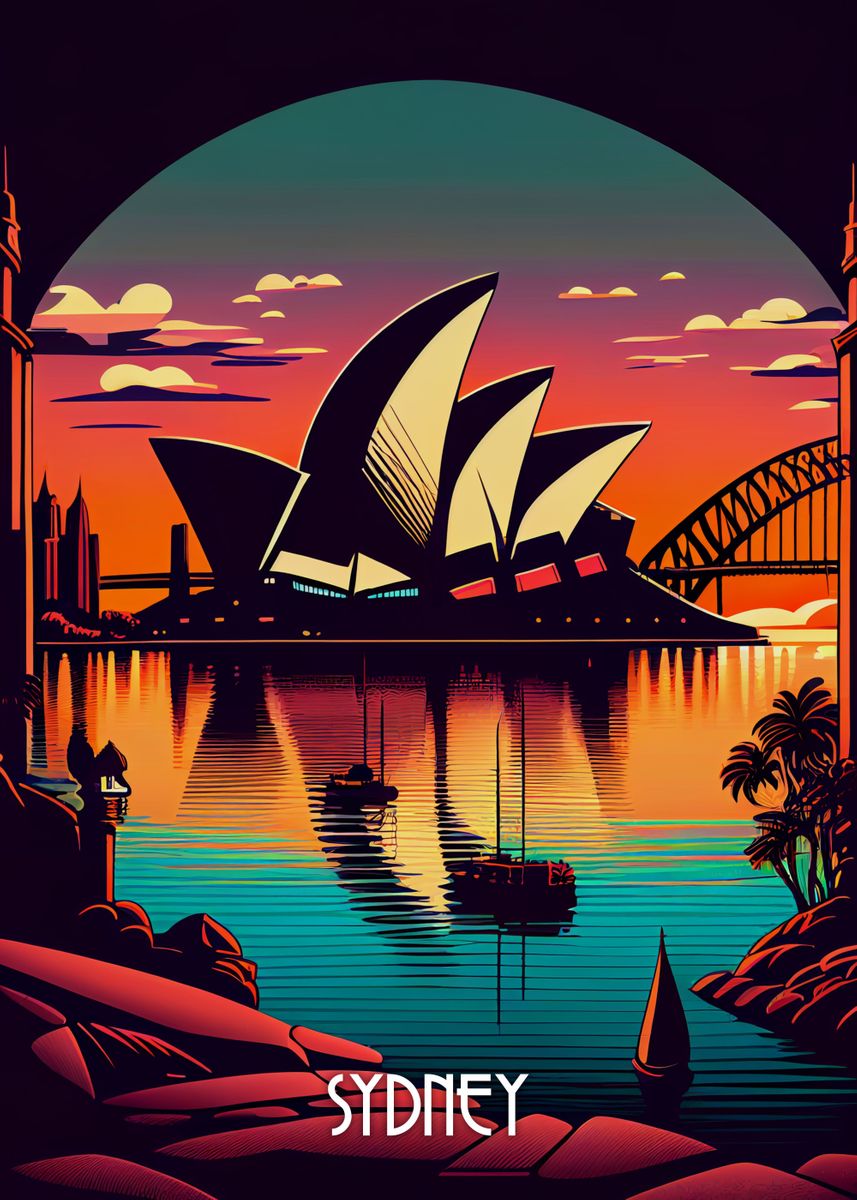 'Sydney' Poster, picture, metal print, paint by Posterlicious | Displate