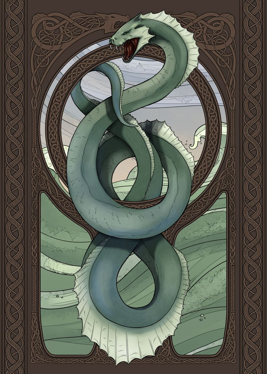 'Jormungandr' Poster, picture, metal print, paint by AniaArt | Displate