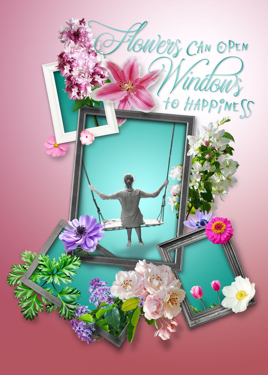 'Flowers Can Open Windows' Poster, picture, metal print, paint by ...