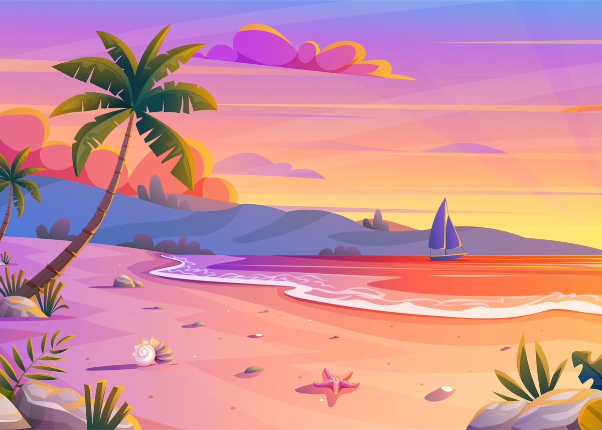 'Beach Landscape' Poster by Nae | Displate