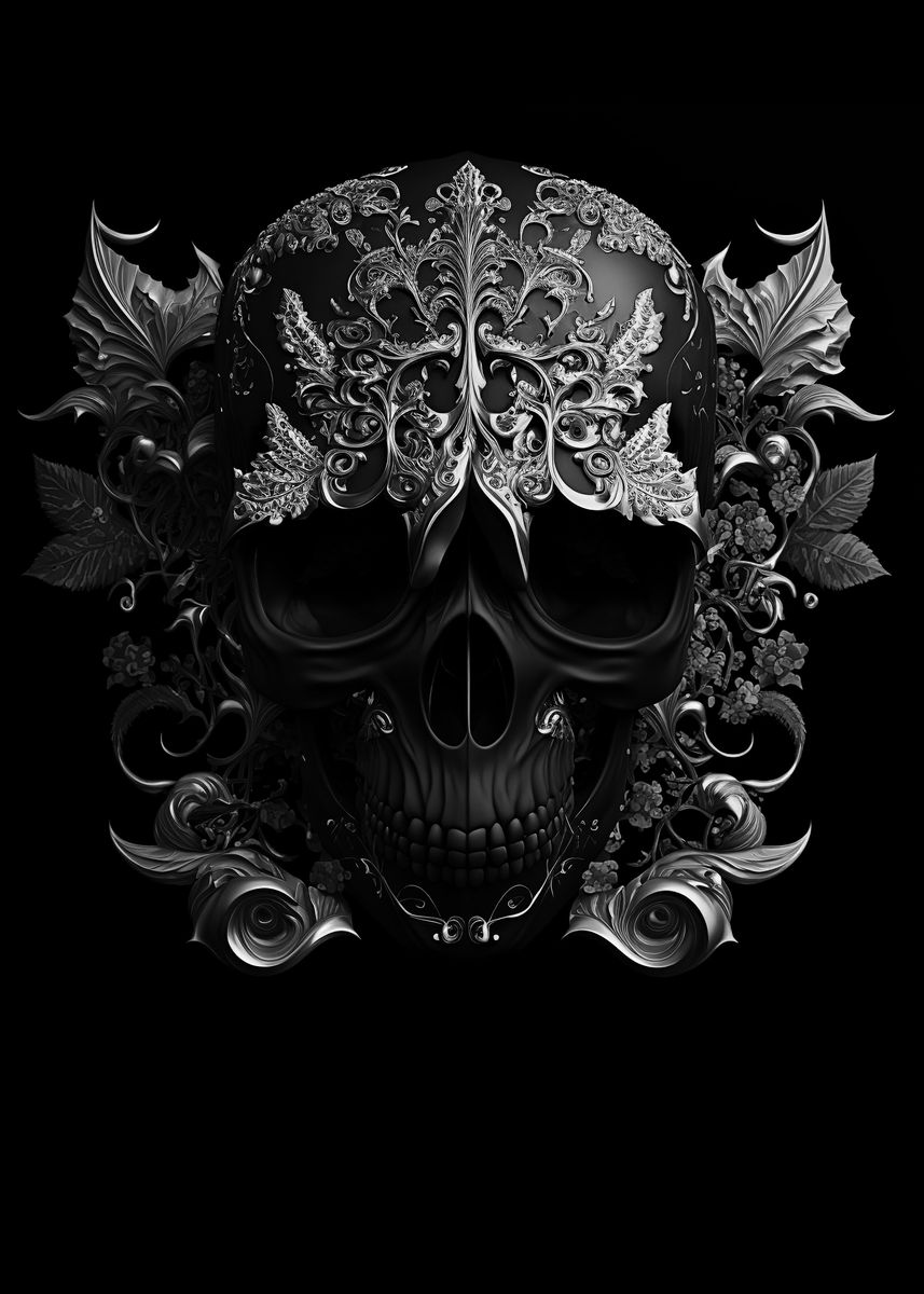 'Gravestone skull' Poster, picture, metal print, paint by Stefan Merz ...