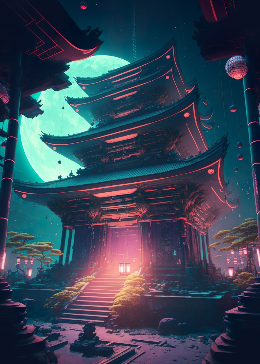 'Shinto Shrine v2' Poster, picture, metal print, paint by TESSERACT 07 ...