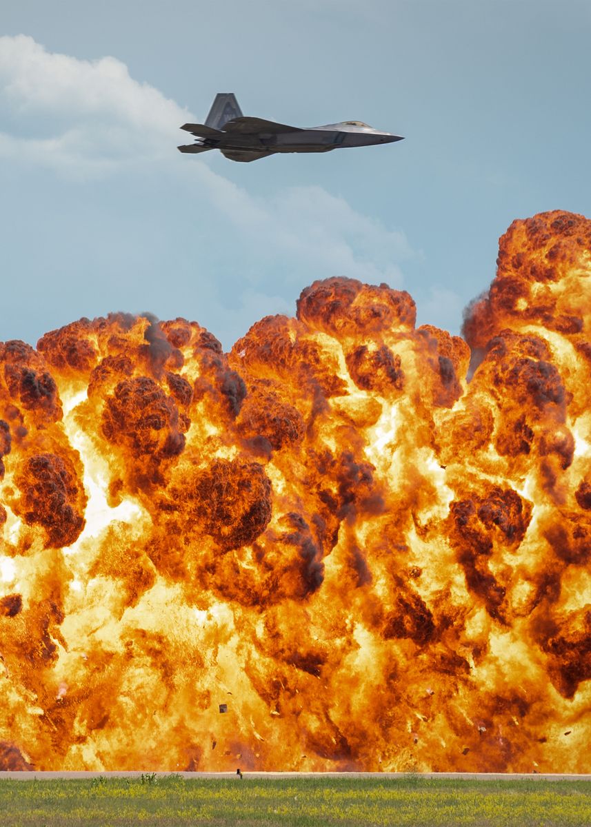 'F22 explosion' Poster, picture, metal print, paint by Galaxy Images ...