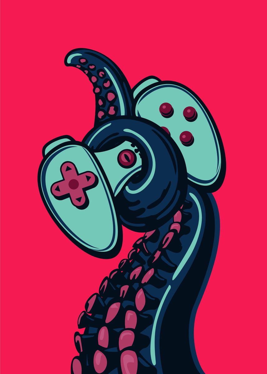 'Octopus Game Pad' Poster, picture, metal print, paint by podlousy ...