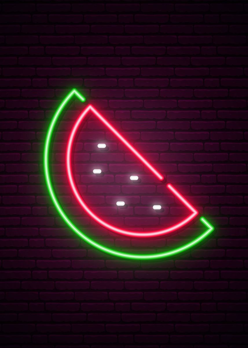 'Watermelon Neon Sign' Poster, picture, metal print, paint by TESSERACT ...