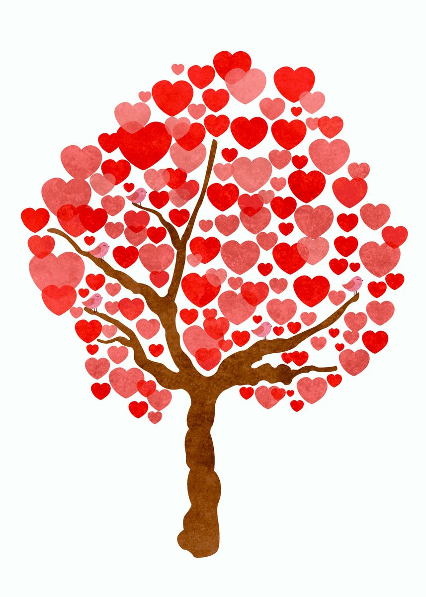 'Tree with hearts' Poster, picture, metal print, paint by teemarket ...