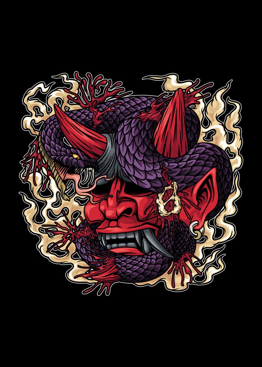 'Viper and Oni' Poster, picture, metal print, paint by hendra pratama ...