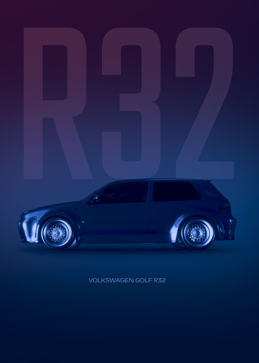 'Volkswagen Golf R 32' Poster, picture, metal print, paint by Basues ...