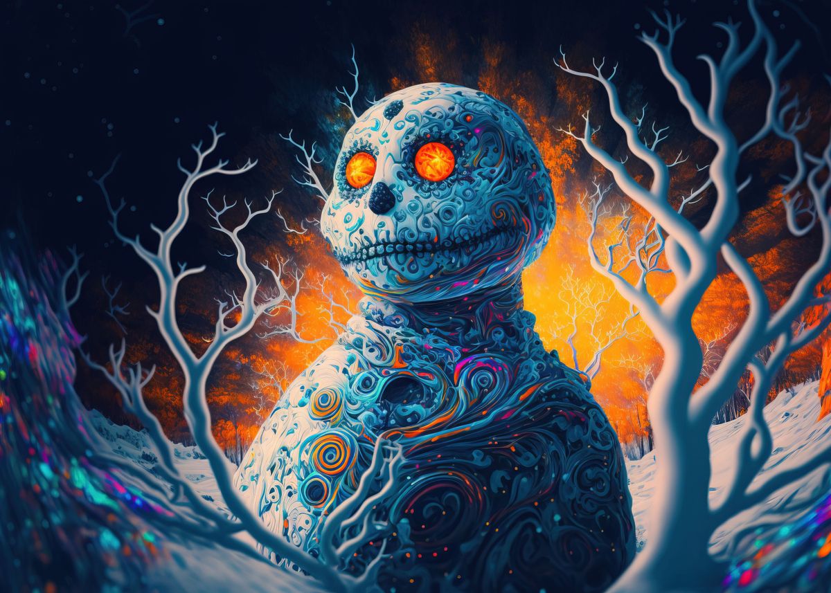 'Psychedelic Snowman II' Poster by The Art of Leon | Displate