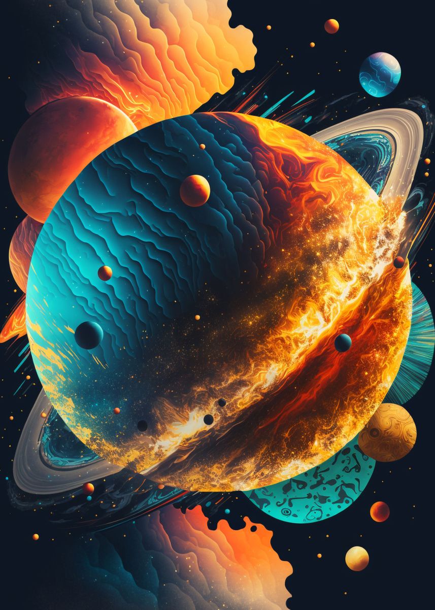 'Fantasy Planetary Cosmic ' Poster, picture, metal print, paint by ...