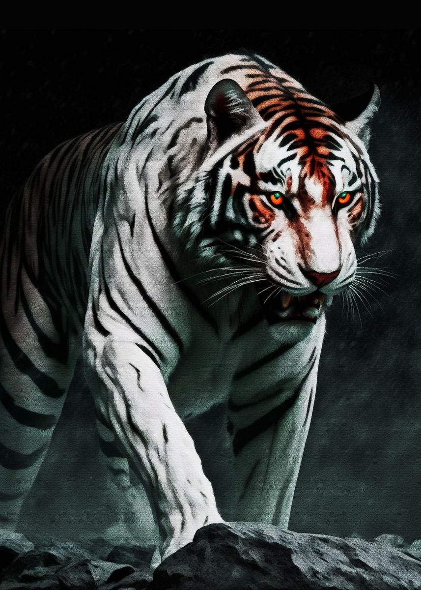 'Mystic White Tiger' Poster by Coffee Design | Displate
