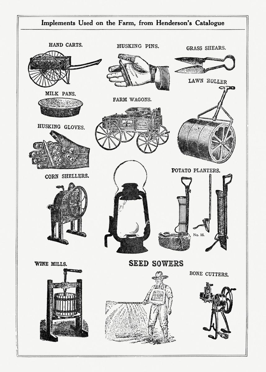 'Vintage Farming tools' Poster, picture, metal print, paint by ...