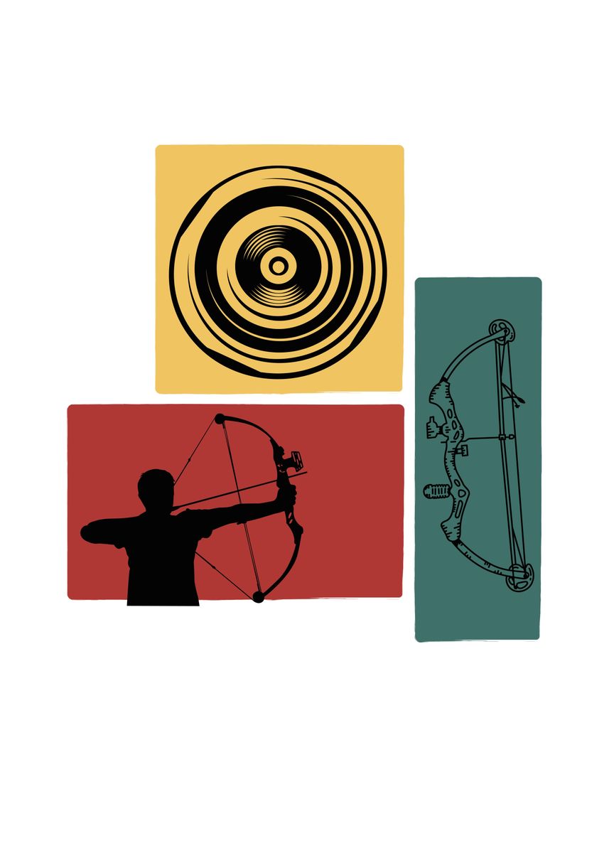 'Archer target with bow whi' Poster, picture, metal print, paint by ...