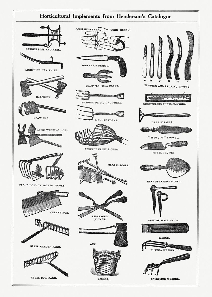 'Vintage Farming Tools 2' Poster, picture, metal print, paint by ...