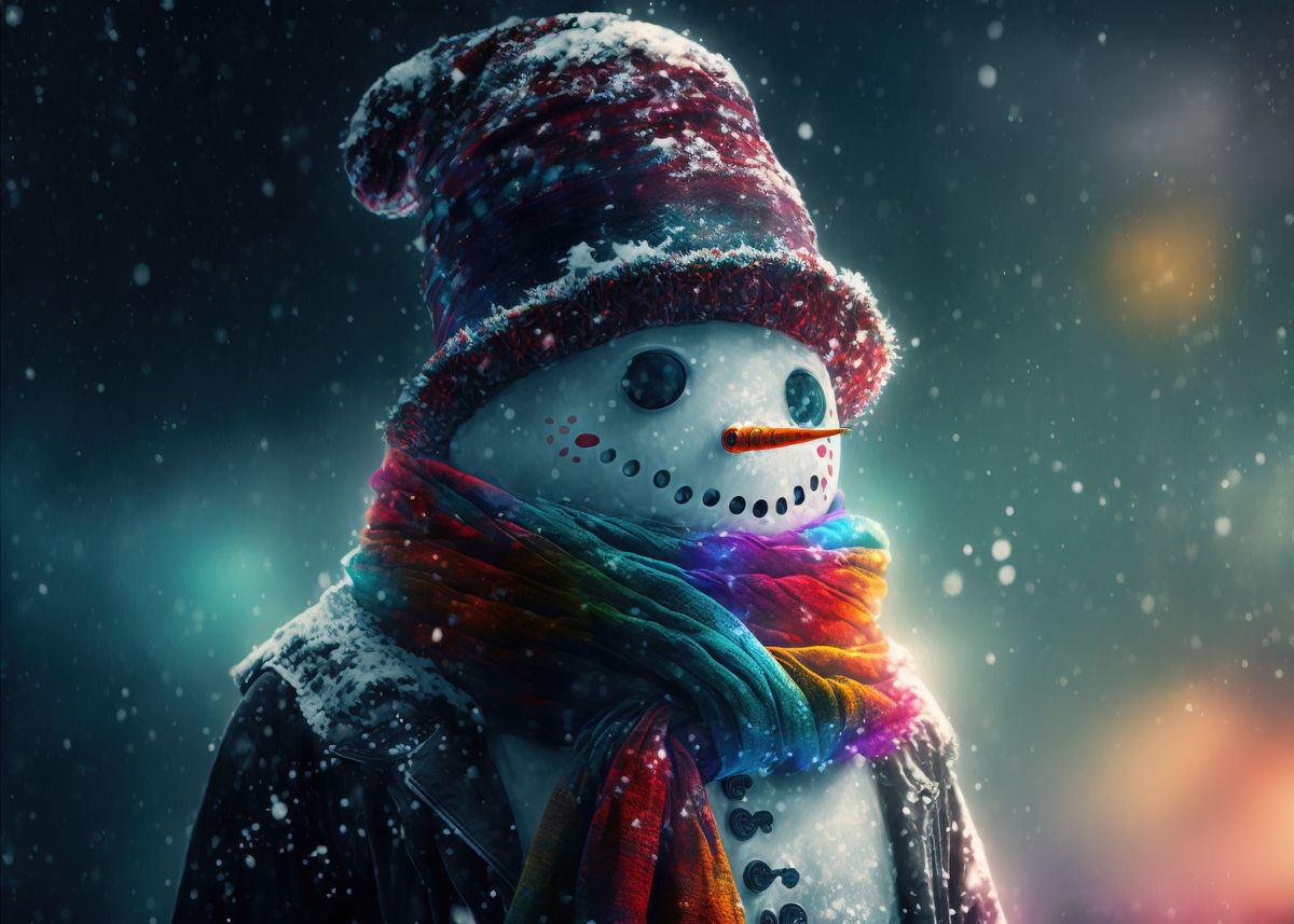 'Psychedelic Snowman I' Poster by The Art of Leon | Displate