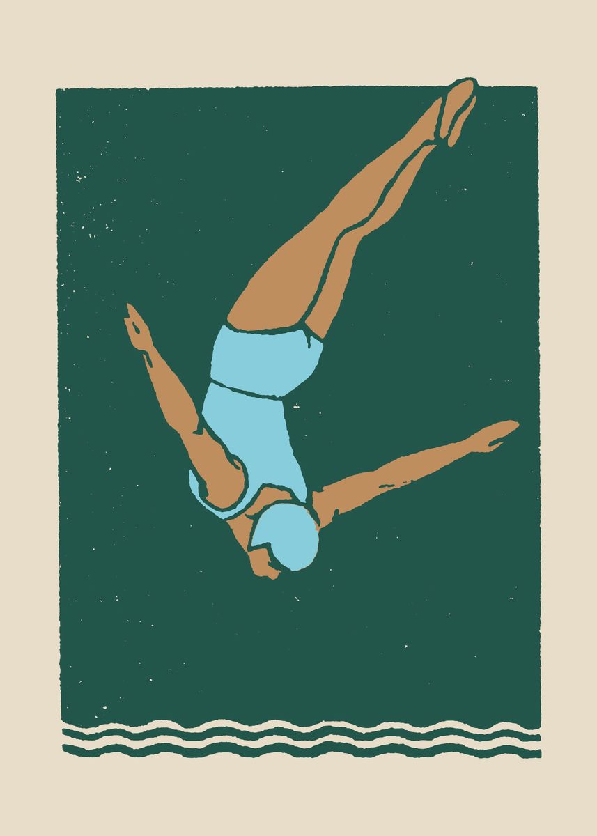 'Vintage swimming ' Poster, picture, metal print, paint by Magic Apes ...
