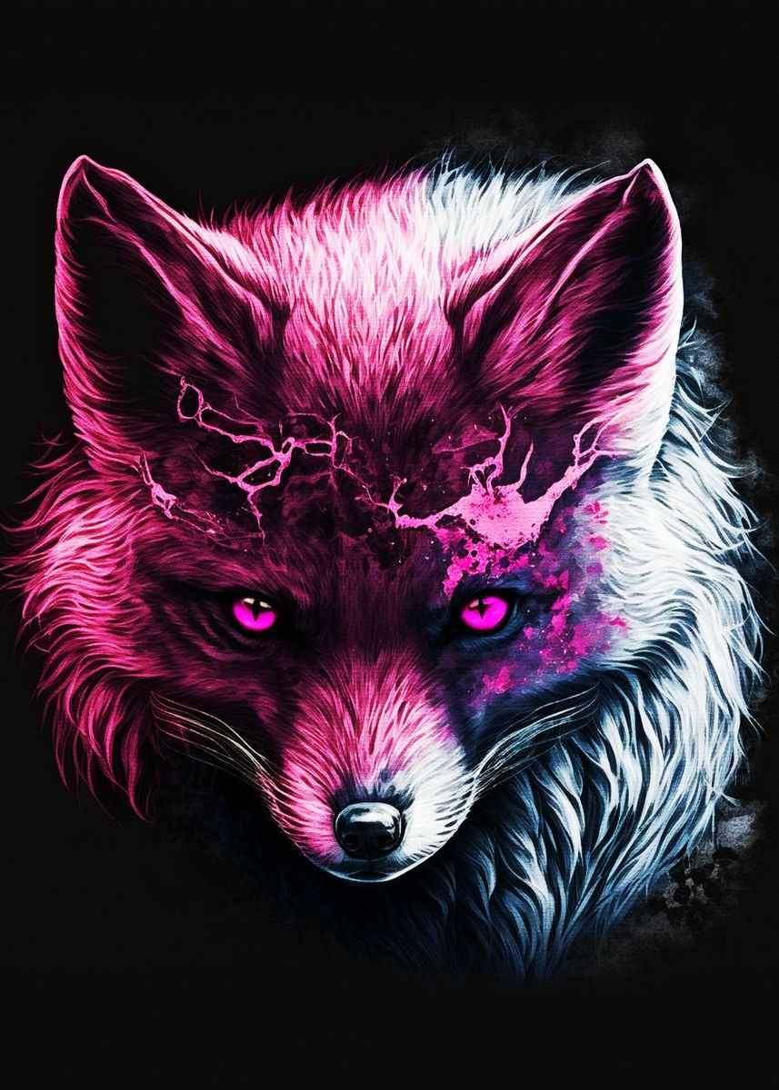 'Arctic fox devil pink' Poster, picture, metal print, paint by Muh ...