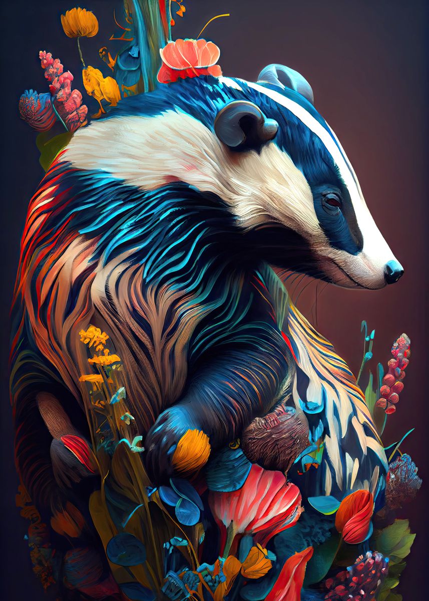 'The Careful Badger' Poster, picture, metal print, paint by Kingdom of ...