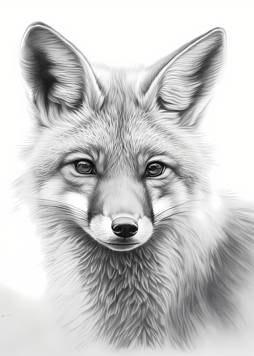 'Vibrant Fox Sketch' Poster, picture, metal print, paint by LaLou ...