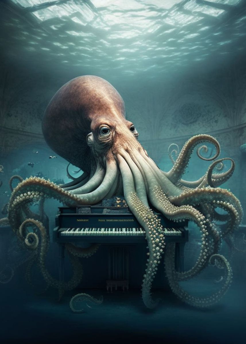 'Octopus Piano' Poster, picture, metal print, paint by Premier ...