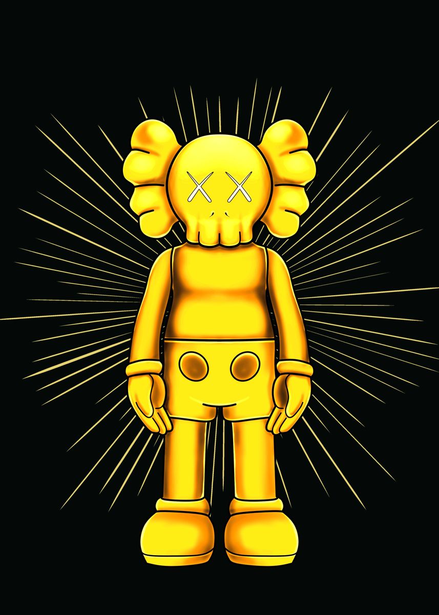 'gold kaws' Poster, picture, metal print, paint by Boon Edgar | Displate
