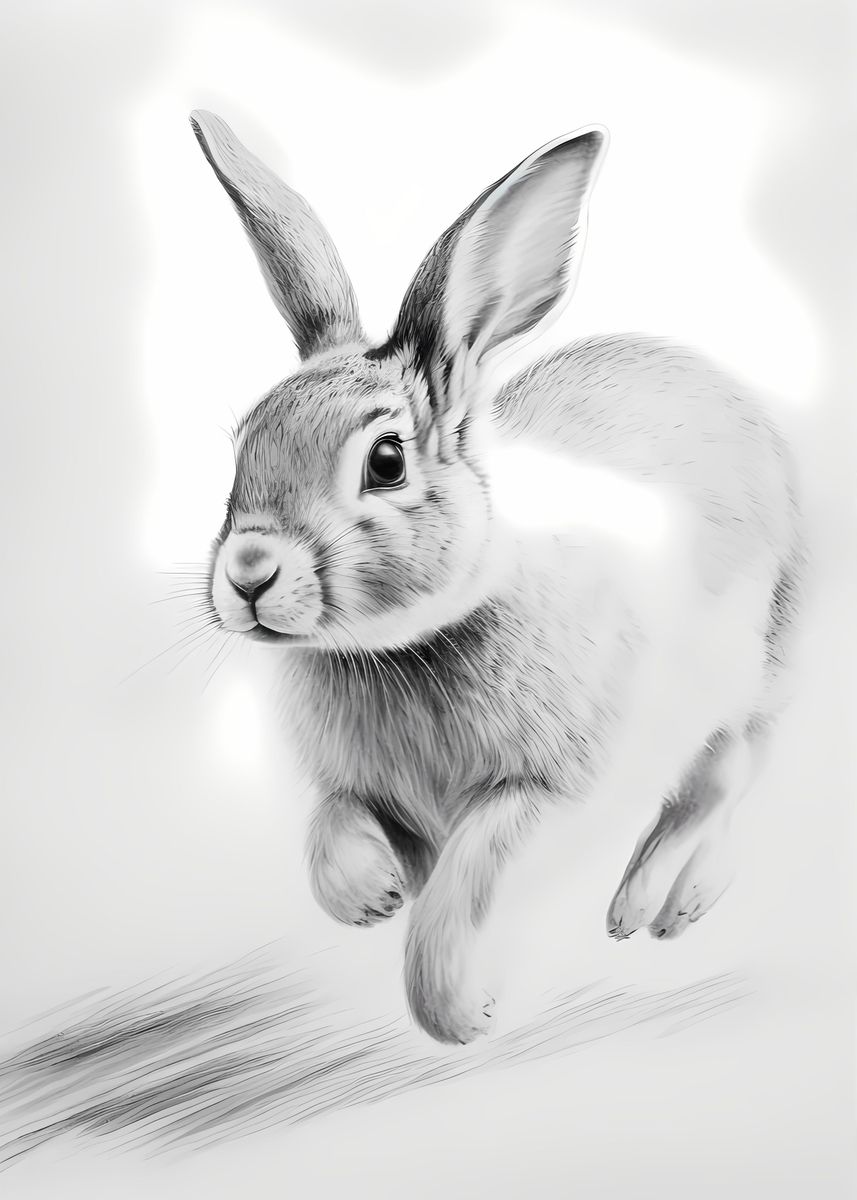 'Adorable Rabbit Sketch' Poster, picture, metal print, paint by LaLou ...