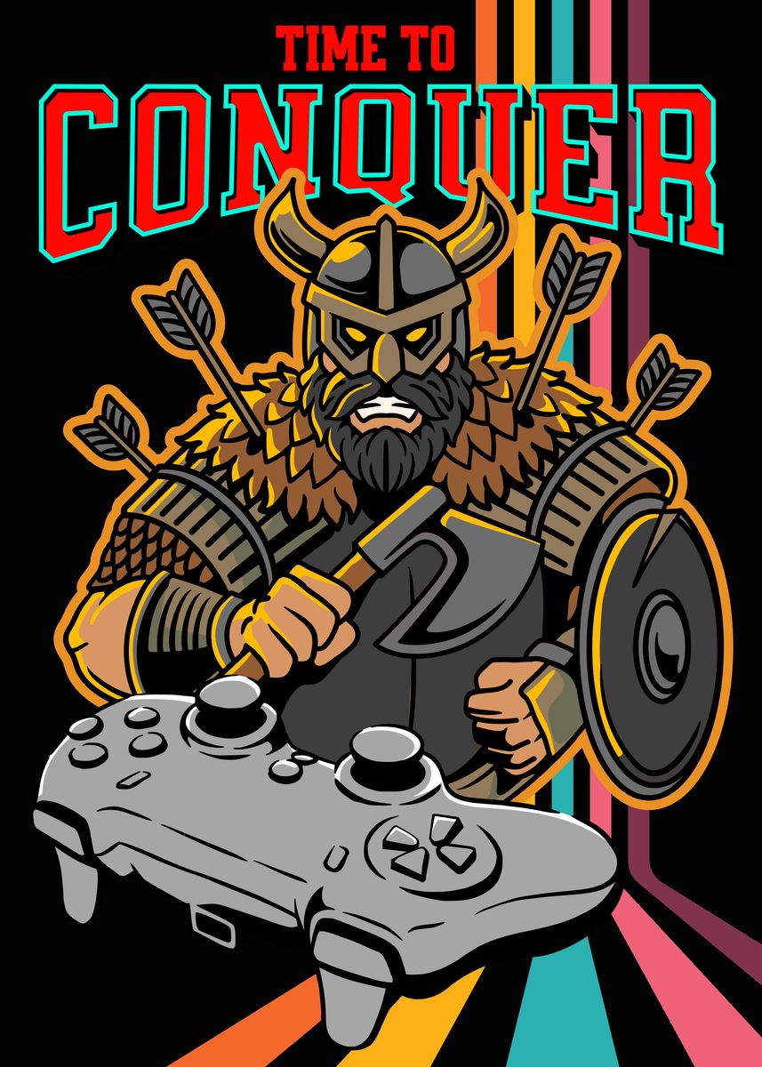 'GAMING VIKING CONQUER' Poster, picture, metal print, paint by Atomic ...