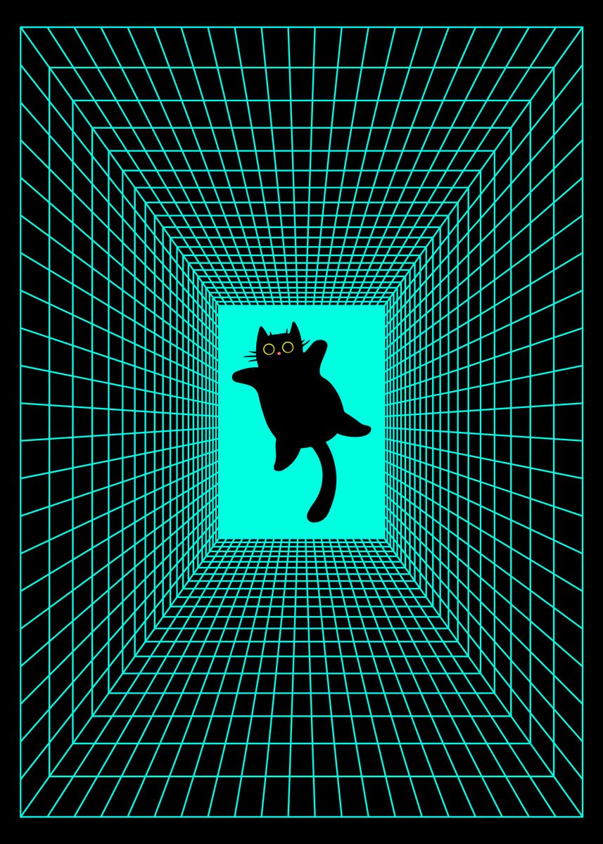 'FUNNY CAT BLUE GRID' Poster, picture, metal print, paint by Atomic ...