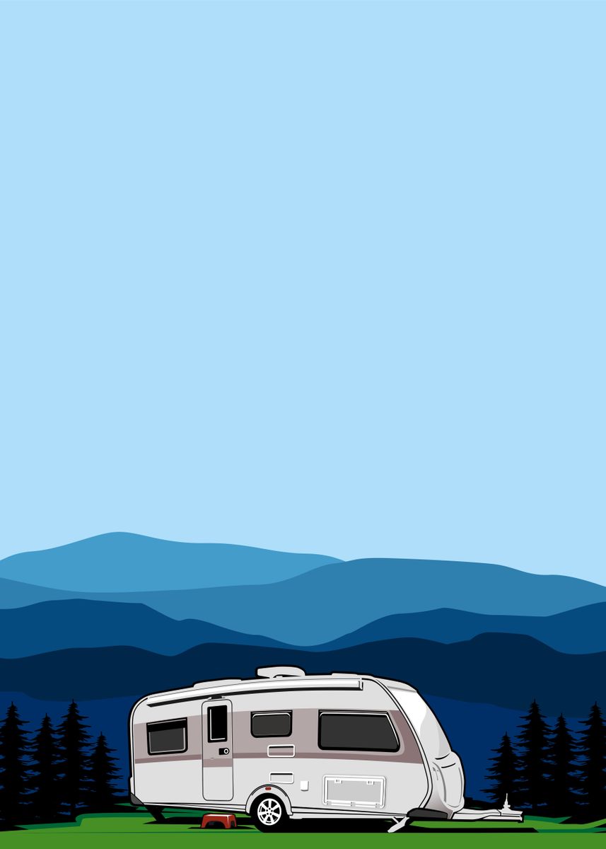 'RV caravan vector art' Poster, picture, metal print, paint by ...
