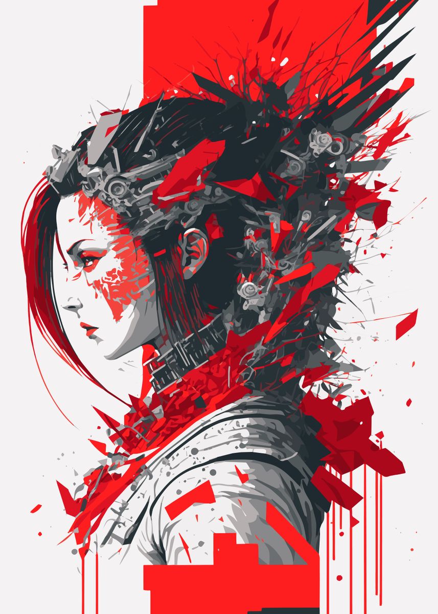 'Japanese Cyberpunk Woman' Poster, picture, metal print, paint by NikoB ...