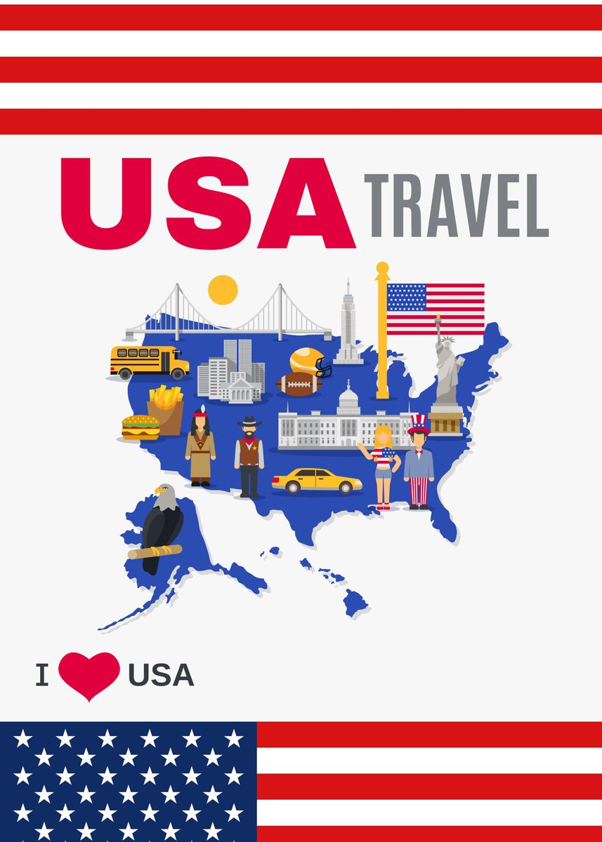 'United States USA Travel' Poster, picture, metal print, paint by ...