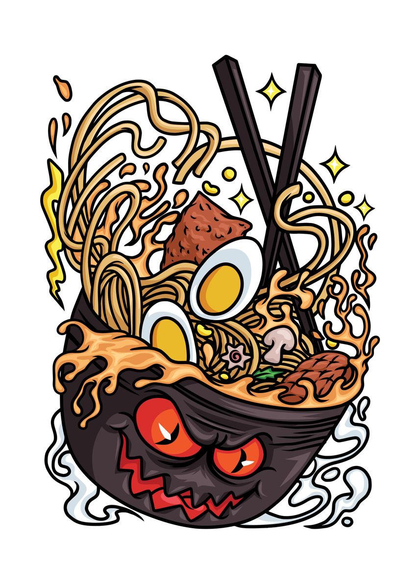 ' Evil Ramen' Poster, picture, metal print, paint by hendra pratama ...