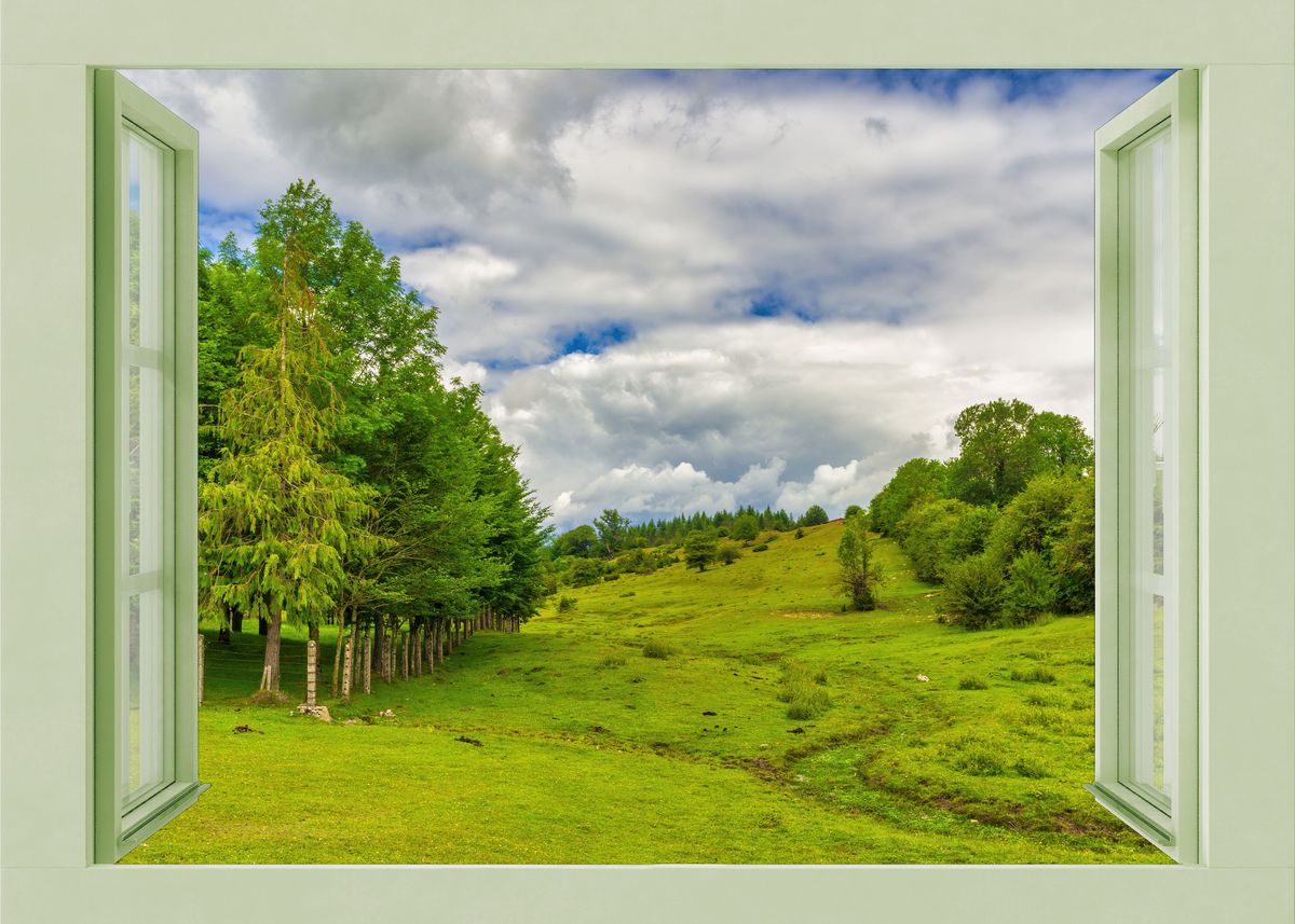 'Open window landscape' Poster by Vicen | Displate