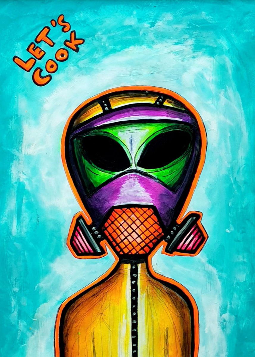 'Cool Funny Space Alien' Poster, picture, metal print, paint by ART BY ...