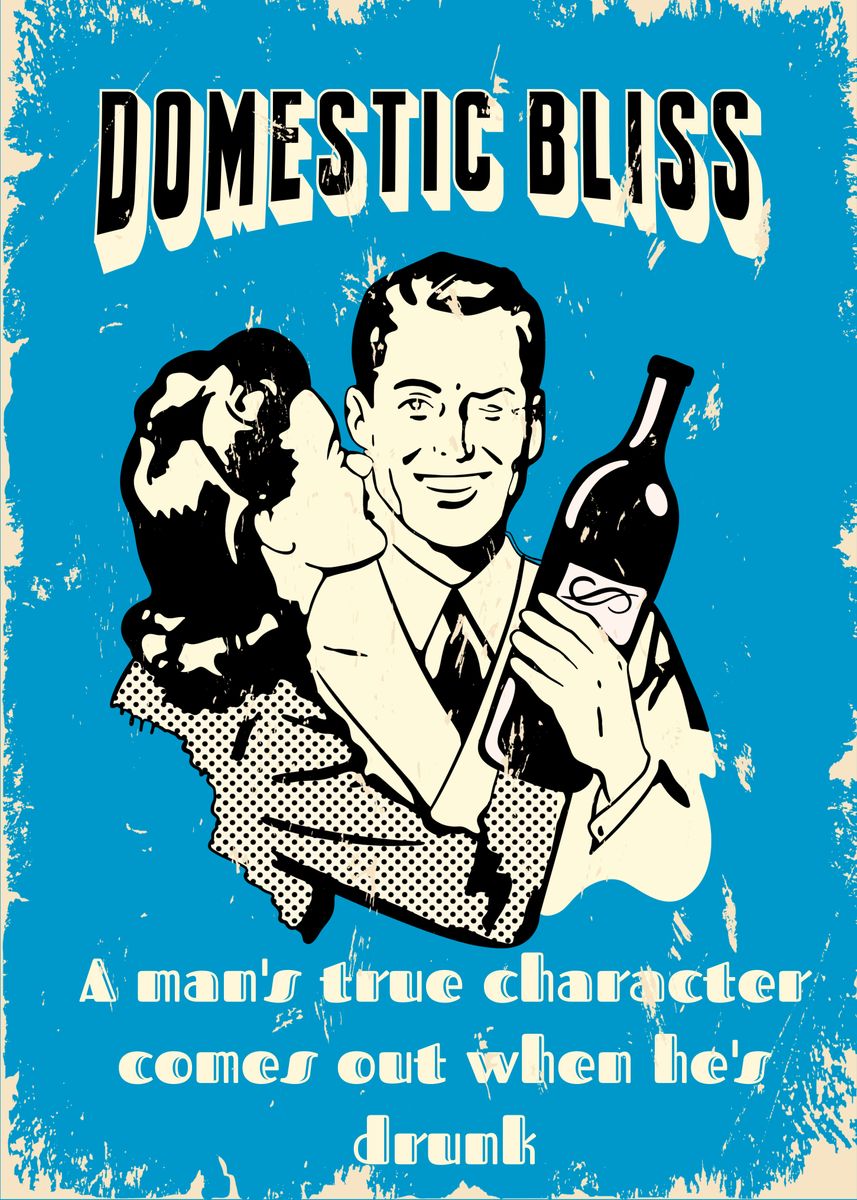 'Vintage drunk' Poster, picture, metal print, paint by Mild pic | Displate