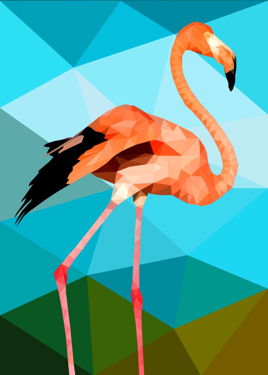 'Flamingo' Poster, picture, metal print, paint by toan nguyen | Displate