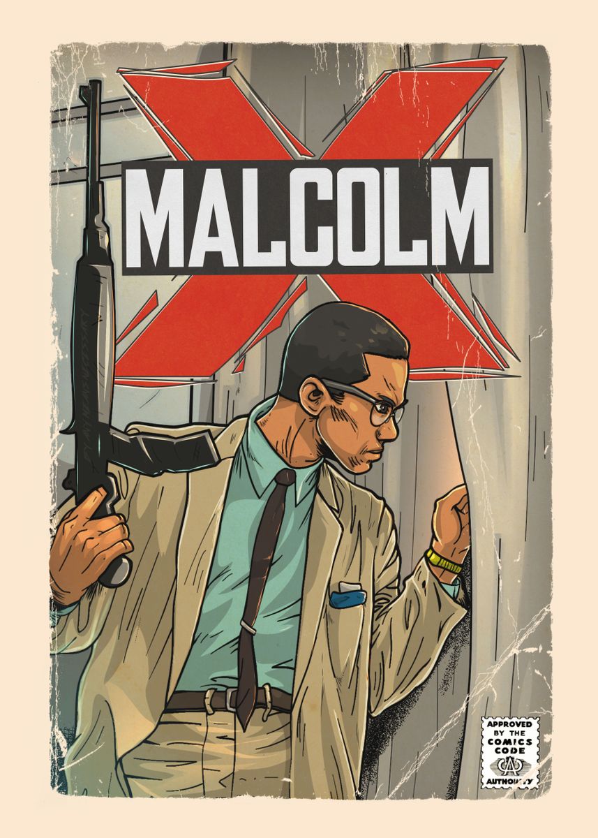 'Malcolm X Comic Book Art' Poster, picture, metal print, paint by Matt ...