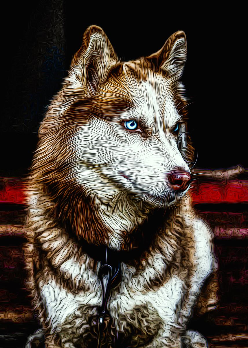 'Husky' Poster, picture, metal print, paint by Tiker Arts | Displate