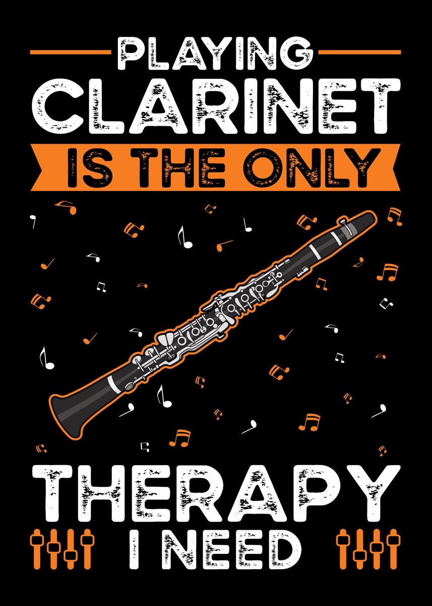 'Clarinet Therapy Clarineti' Poster, picture, metal print, paint by ...