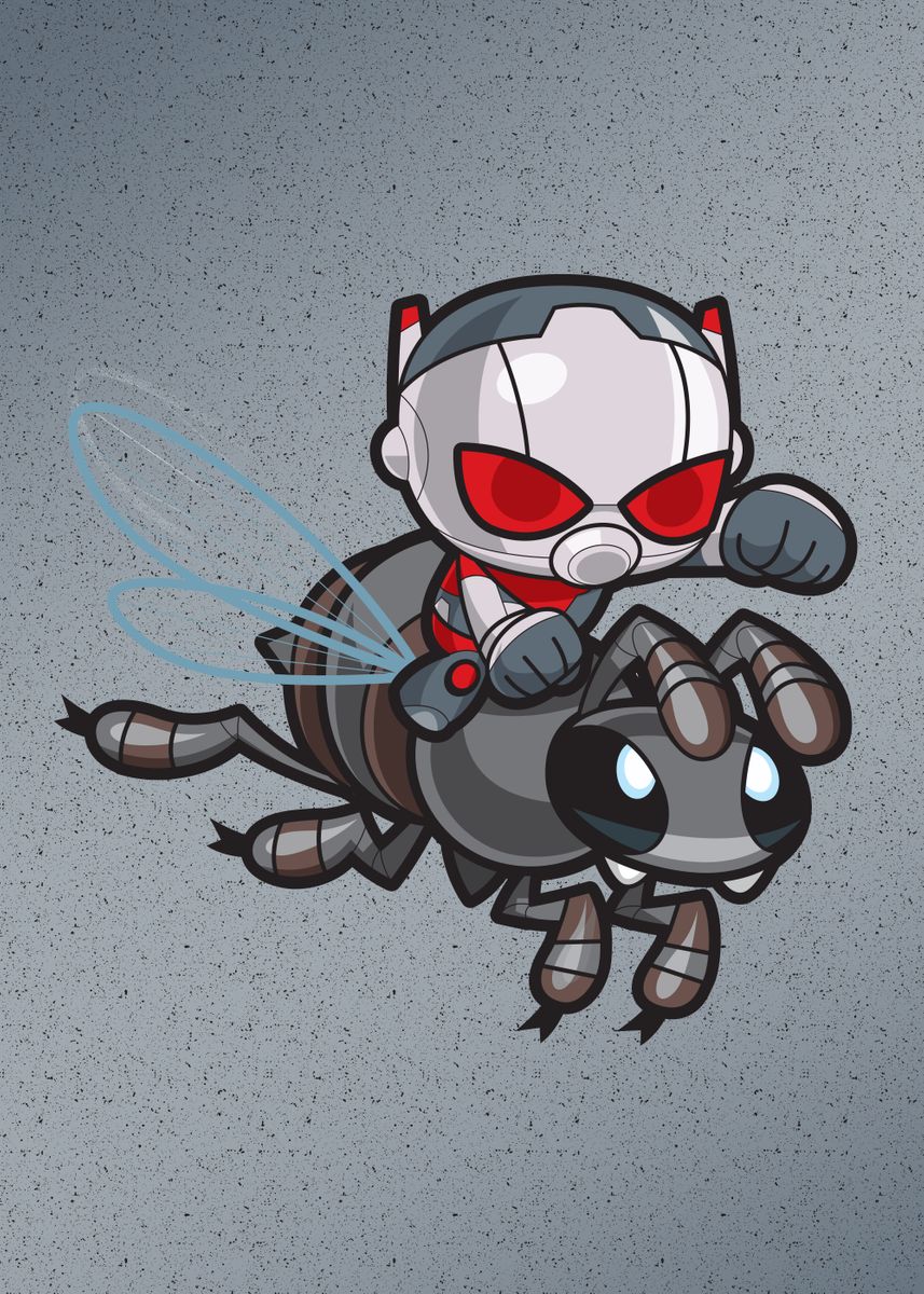 'Chibi Ant-Man on the fly' Poster, picture, metal print, paint by ...