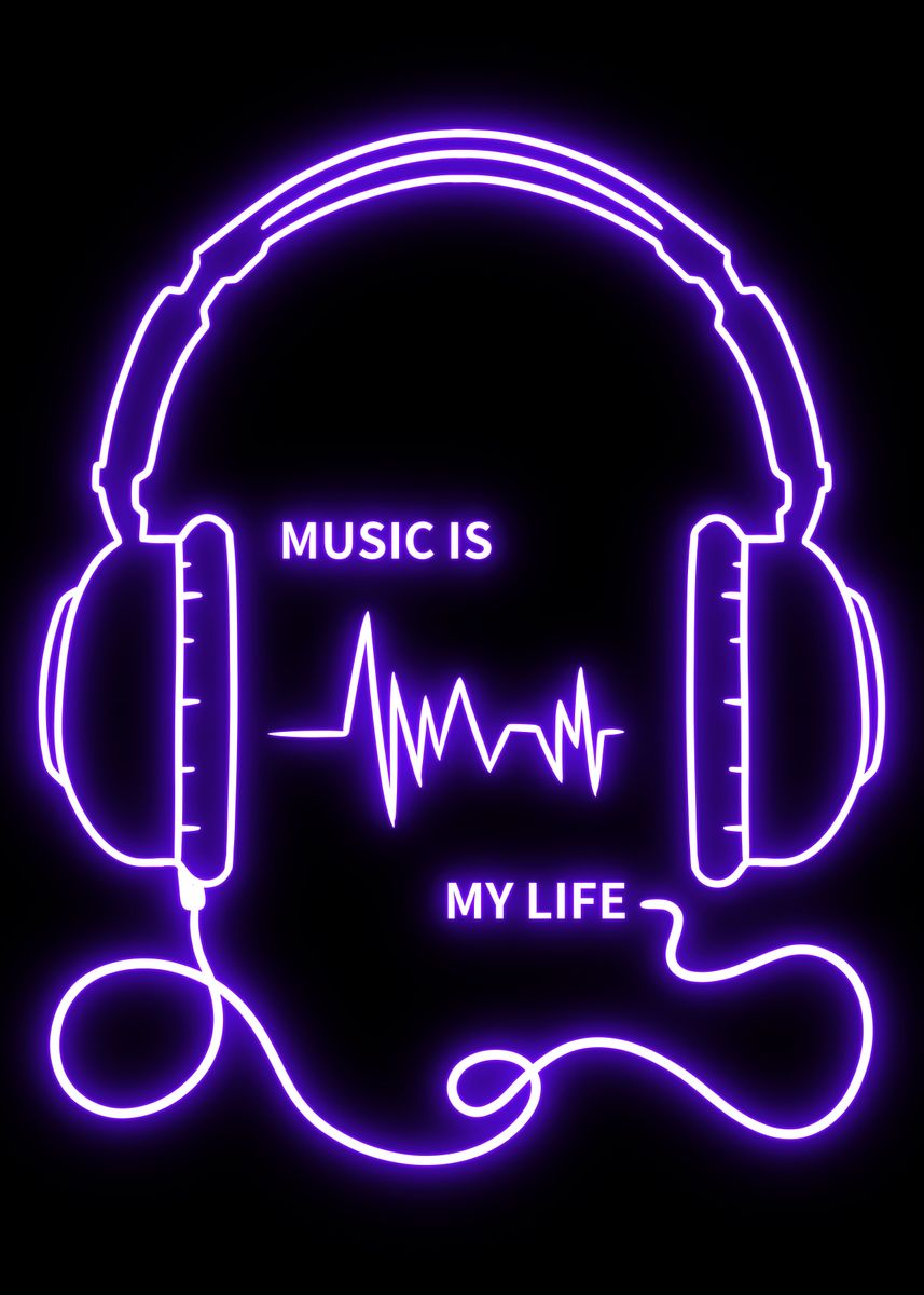 'Music is my life neon' Poster by Minimalist Poster | Displate