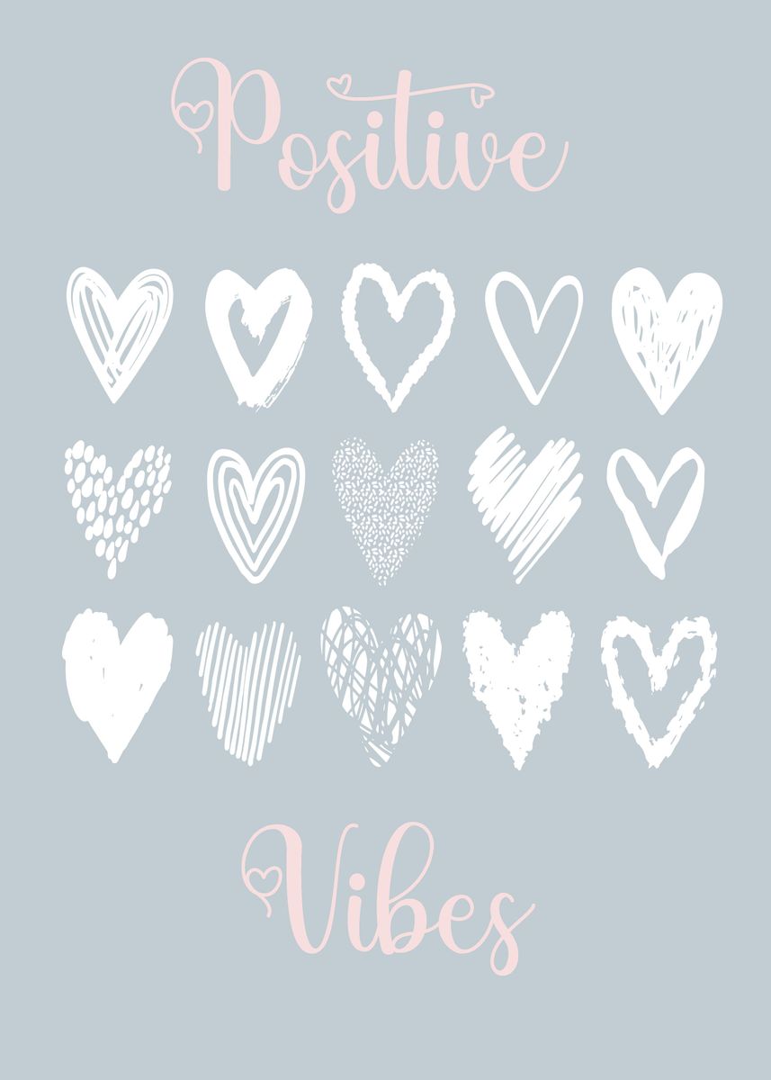 'POSITIVE VIBES' Poster, picture, metal print, paint by TroisiemeOeil ...