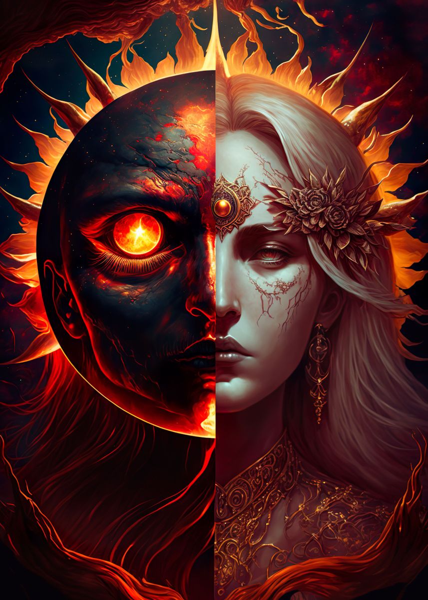 'Moon X Sun' Poster, picture, metal print, paint by royalsigns | Displate