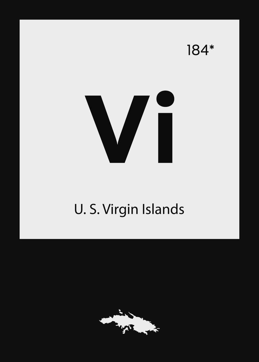 'Virgin Islands Country Map' Poster, picture, metal print, paint by ...