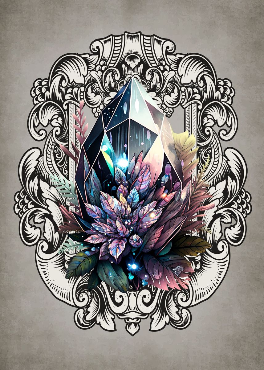 'Blue Crystal Stone' Poster by Stefan Merz | Displate