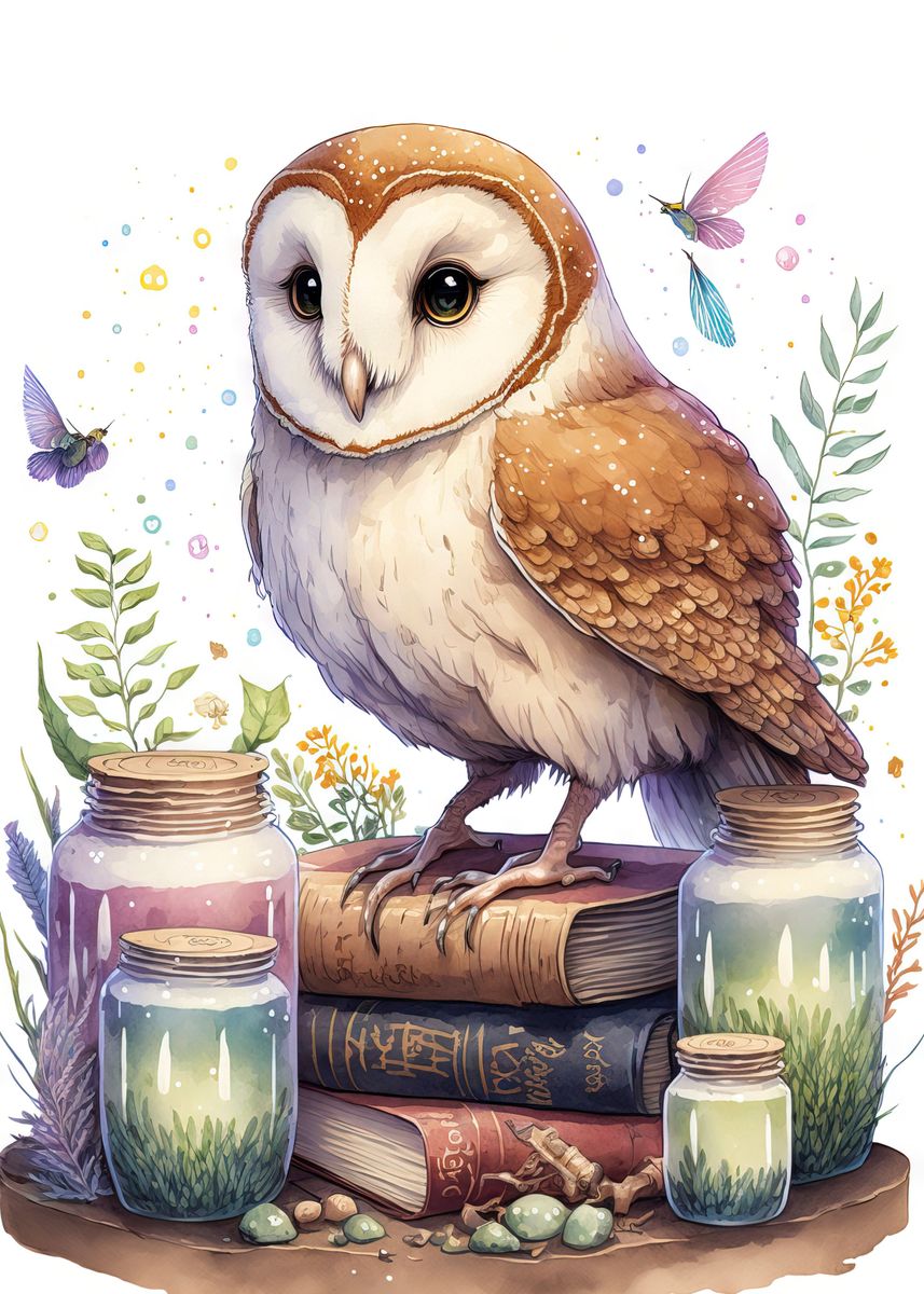 'Mages Owl' Poster, picture, metal print, paint by Stephen Schreck ...