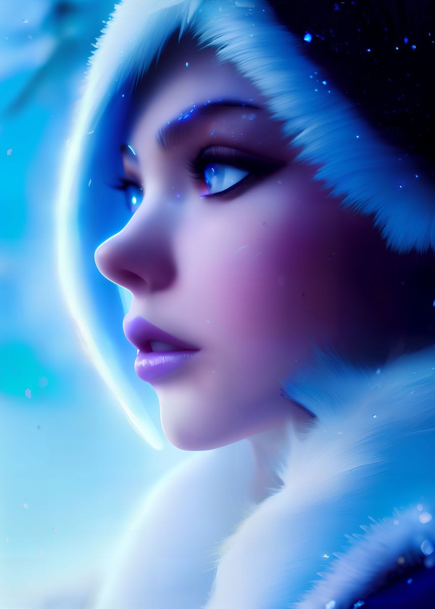 'The blueeyed snow lady' Poster, picture, metal print, paint by ...