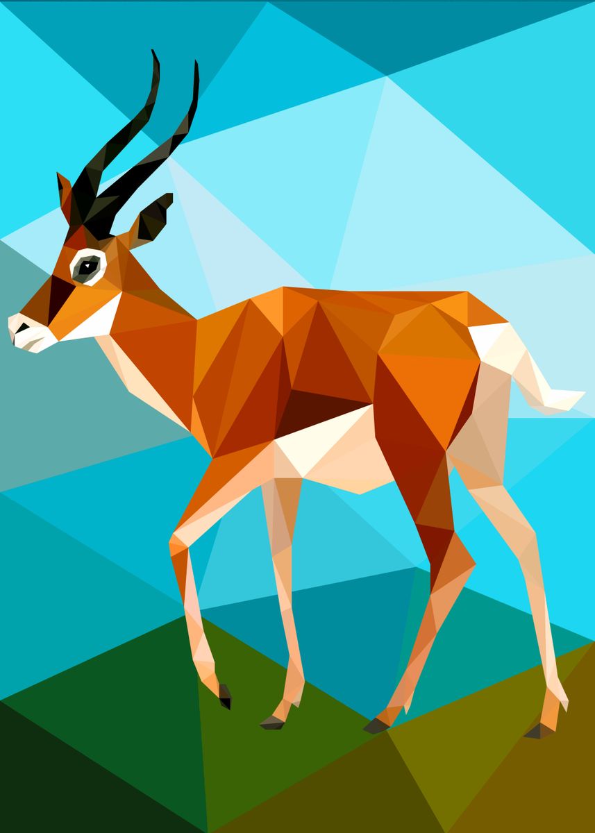 'Antelope' Poster, picture, metal print, paint by toan nguyen | Displate
