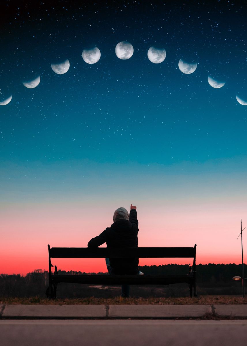 'Moon Phases' Poster, picture, metal print, paint by crbn design | Displate